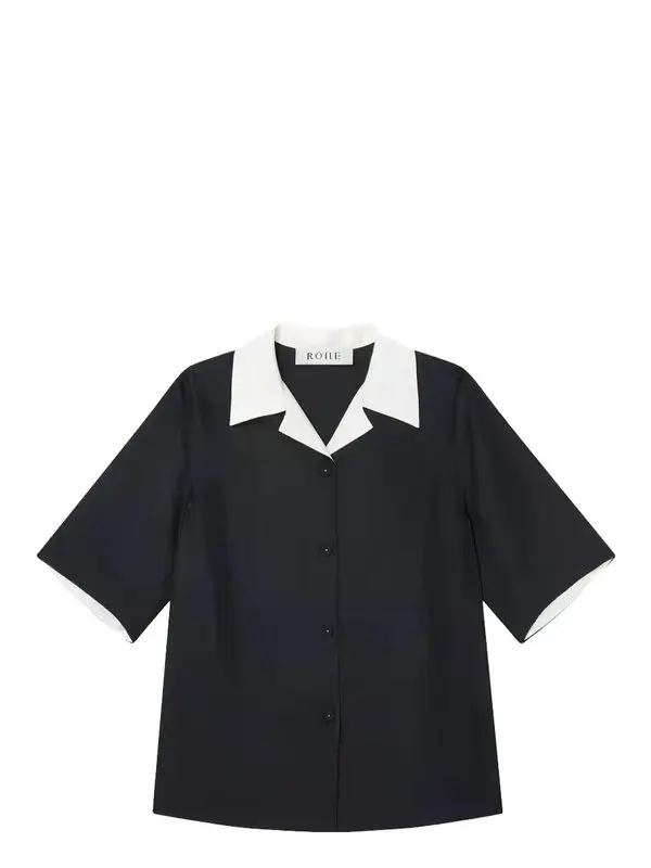 RÓHE Contrast Camp-collar Silk Shirt - Blue