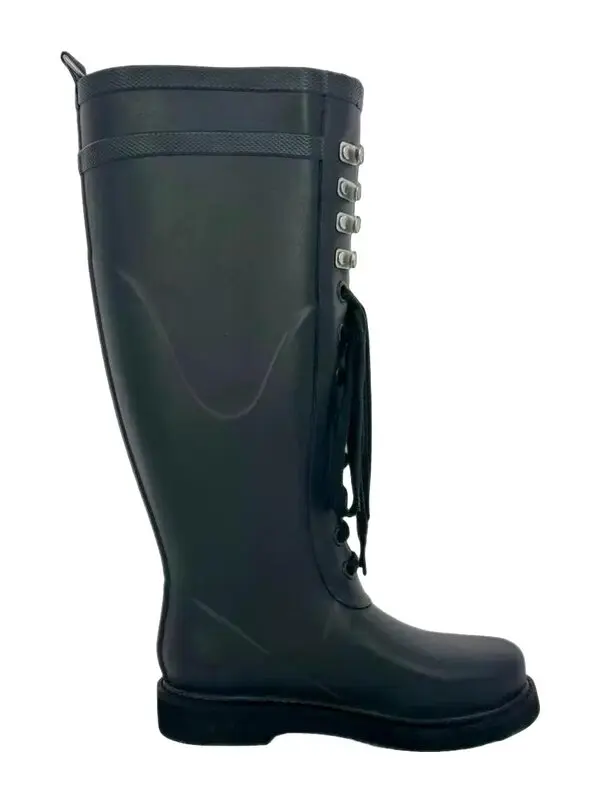 Off-White Lace-up Knee-high Boots - Black