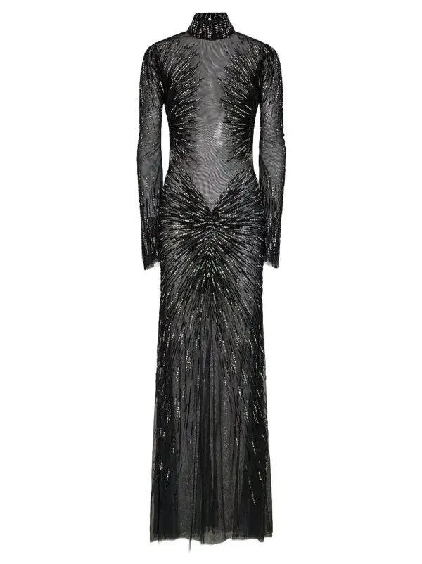 Amen Embellished Long Sleeve Maxi Dress - Black