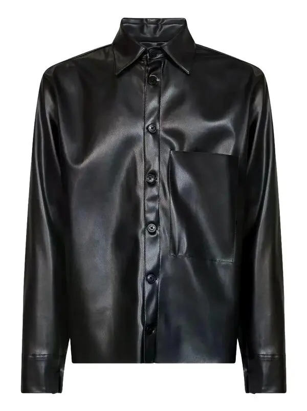 COSTUMEIN Leather-effect Chest-pocket Shirt - Black