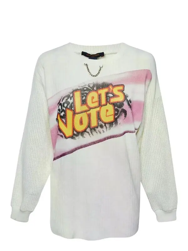 LOUIS VUITTON Waffle-knit Chain-link Sweater - White