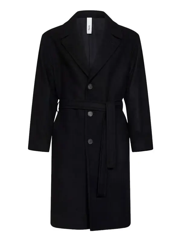 HEVO Single-breasted Belted Coat - Black
