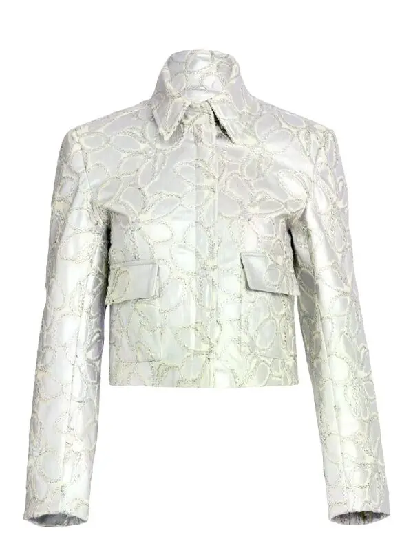 Silvia Tcherassi Cropped Floral-embroidered Jacket - Silver