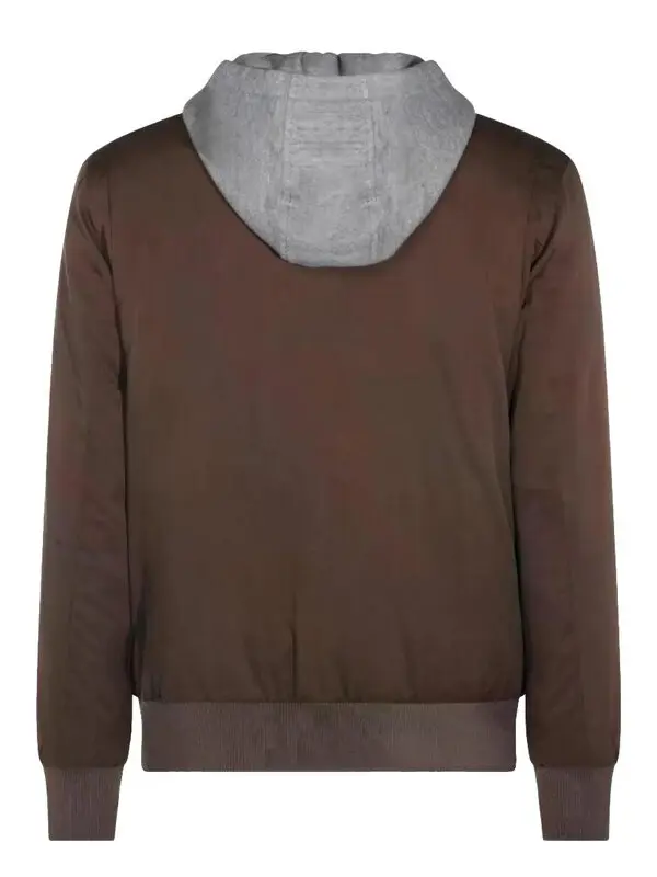 Eleventy Silk Hooded Jacket - Brown