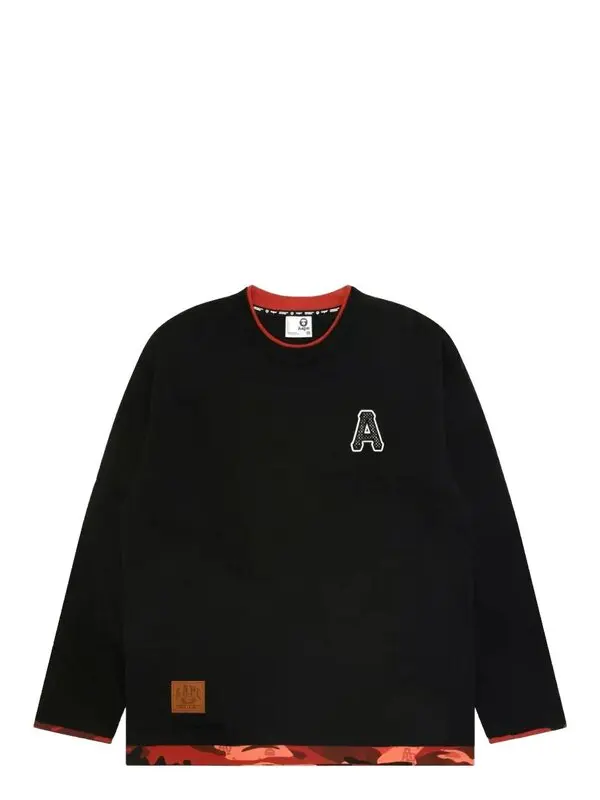 AAPE BY *A BATHING APE Embroidered Layered-hem T-shirt - Black