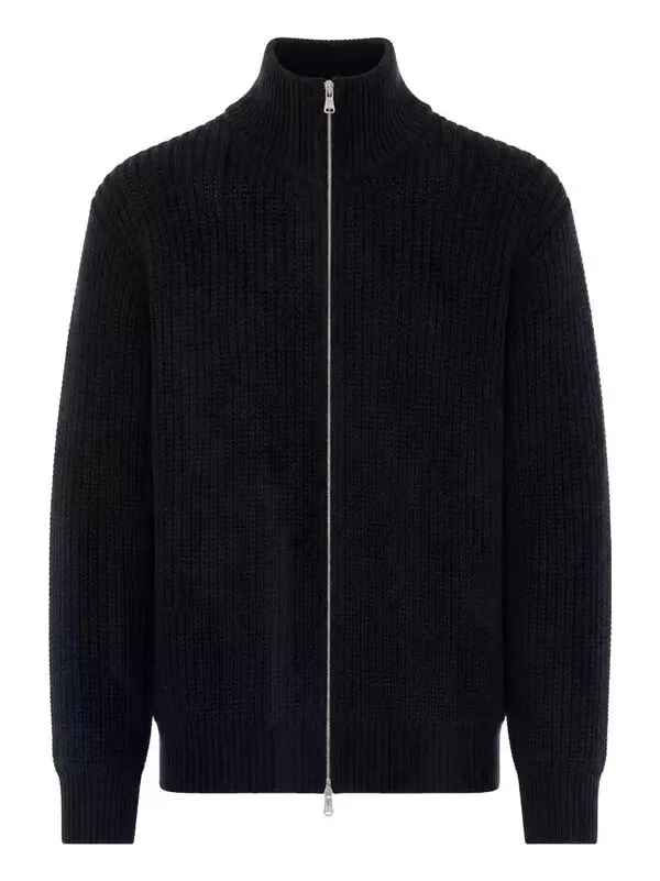 AMISH SUPPLIES Zip-up Ribbed-knit Cardigan - Black