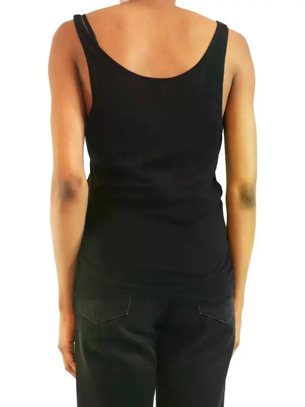 Saint Laurent Sheer Ribbed Tank Top - Black