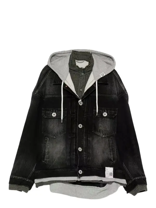 Mihara Yasuhiro Layered Denim Jacket With Hood - Black