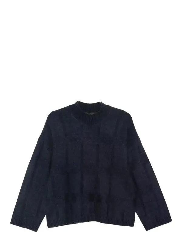 Emporio Armani Check Pattern Mock Neck Sweater - Blue