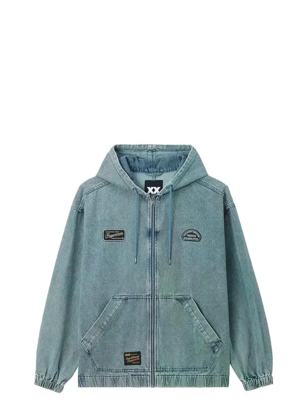 FINGERCROXX Logo-patch Zip-up Hoodie - Blue