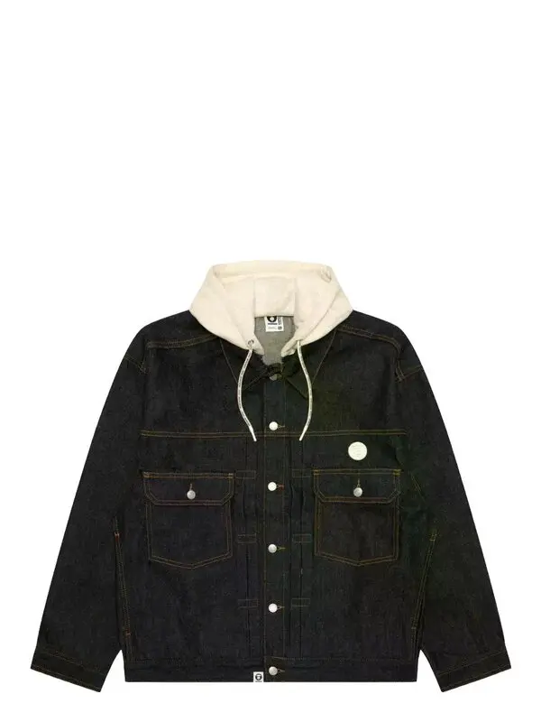 AAPE BY *A BATHING APE Embroidered-logo Hooded Denim Jacket - Blue