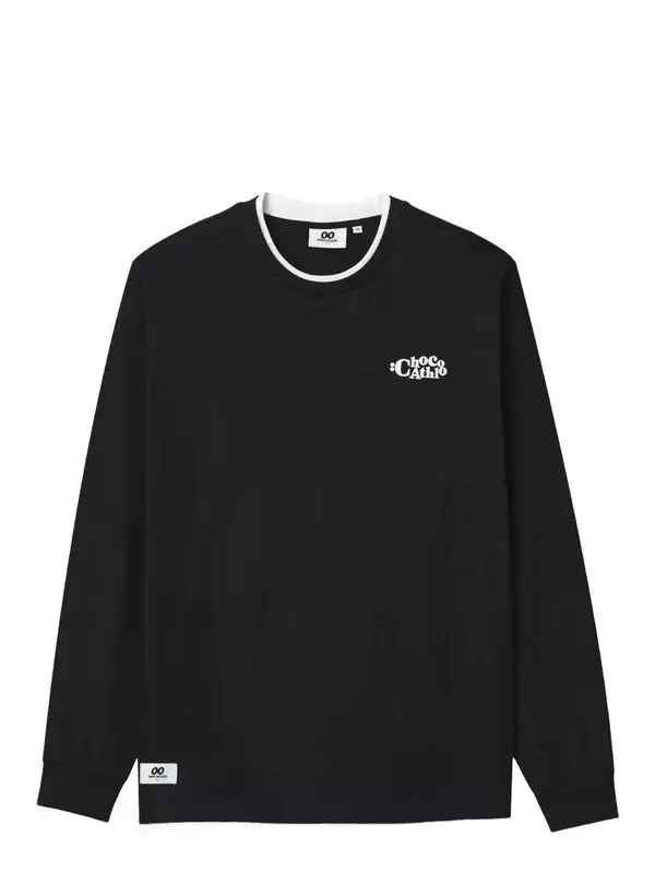 CHOCOOLATE Logo-print Layered-effect T-shirt - Black