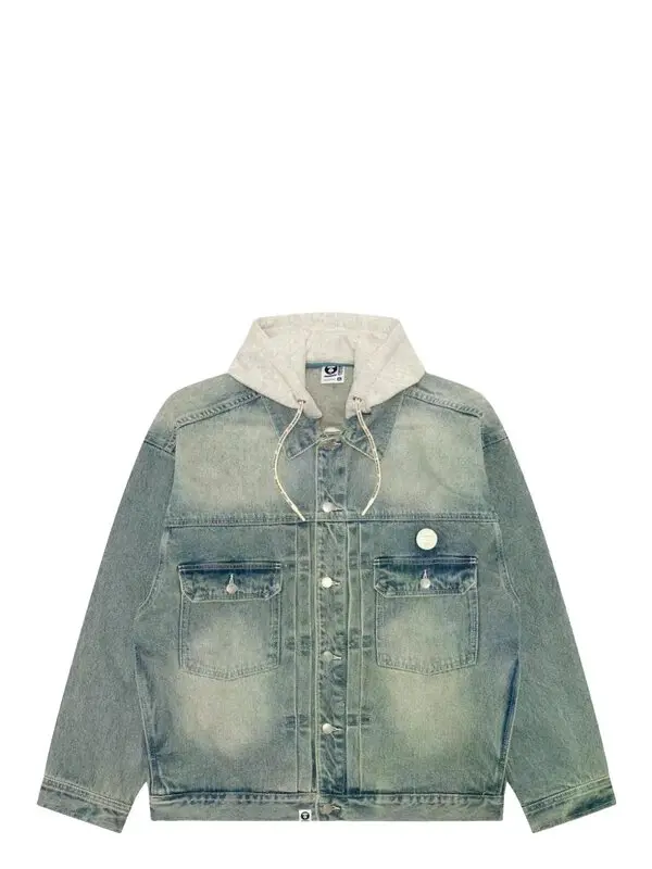 AAPE BY *A BATHING APE Hooded Logo-embroidered Denim Jacket - Blue