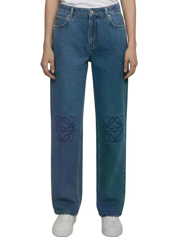 Loewe Anagram Embroidered Straight Leg Jeans - Blue