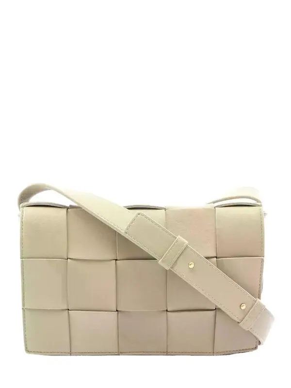 Bottega Veneta Grained Calfskin Intrecciato Cassette Crossbody Bag - Brown