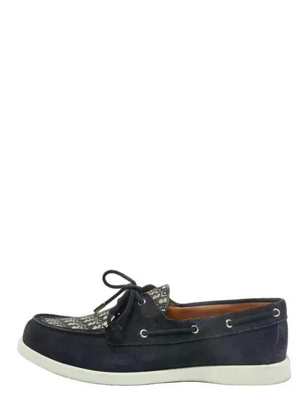 Dior Oblique Jacquard Suede Boat Shoes - Blue