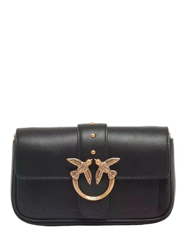 Pinko Love Bag One Simply Micro Studded Leather Shoulder Bag - Black