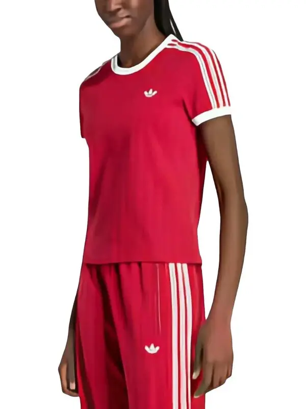 Adidas Embroidered Pinstripe T-shirt - Red