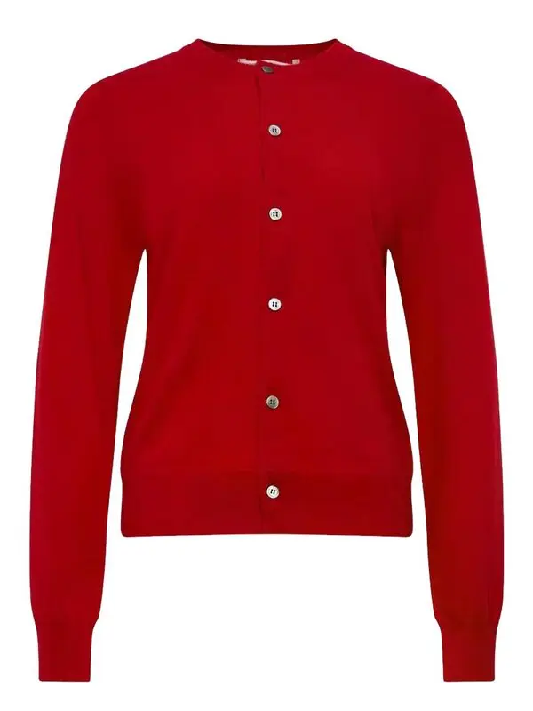 Comme Des Garçons Rib-trim Button Cardigan - Red