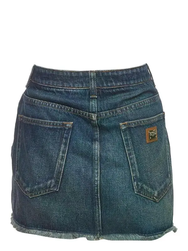 Dolce & Gabbana Frayed Denim Mini Skirt - Blue