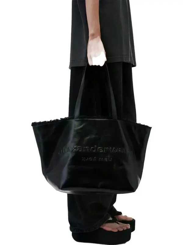 Alexander Wang Shearling-trimmed Leather Tote Bag - Black