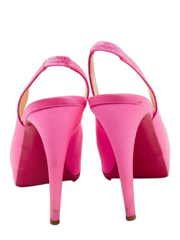 CHRISTIAN LOUBOUTIN Satin Peep-toe Platform Slingback Pumps - Pink