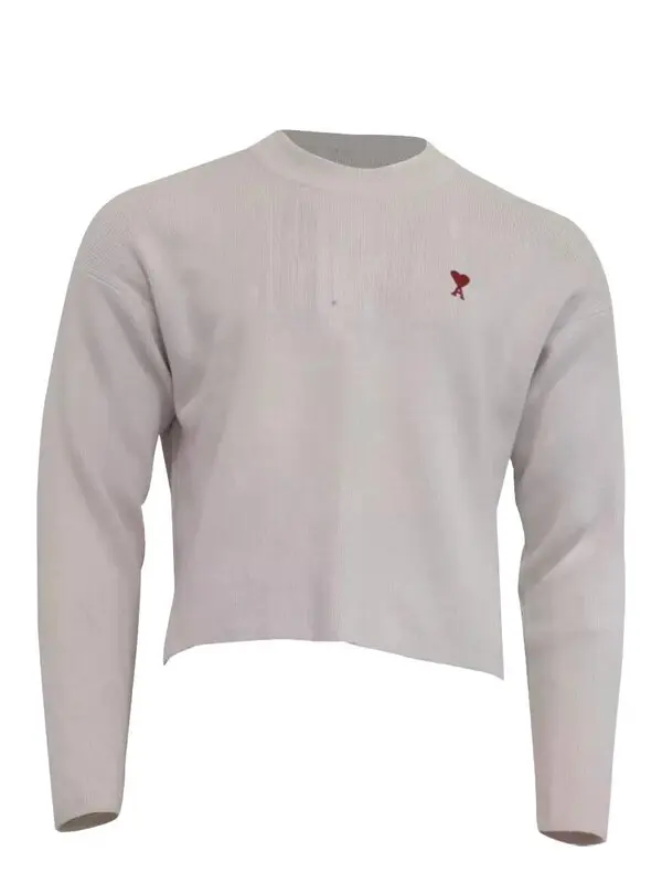 AMI Paris De Coeur Ribbed Knit Sweater - Neutrals