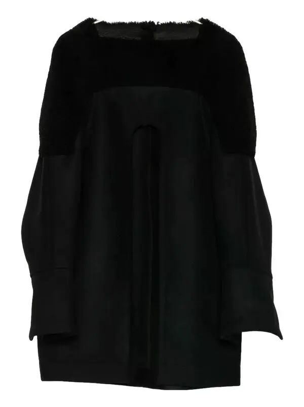 Rick Owens Girdered Jacket With Shearling Trim And Cutouts - Black