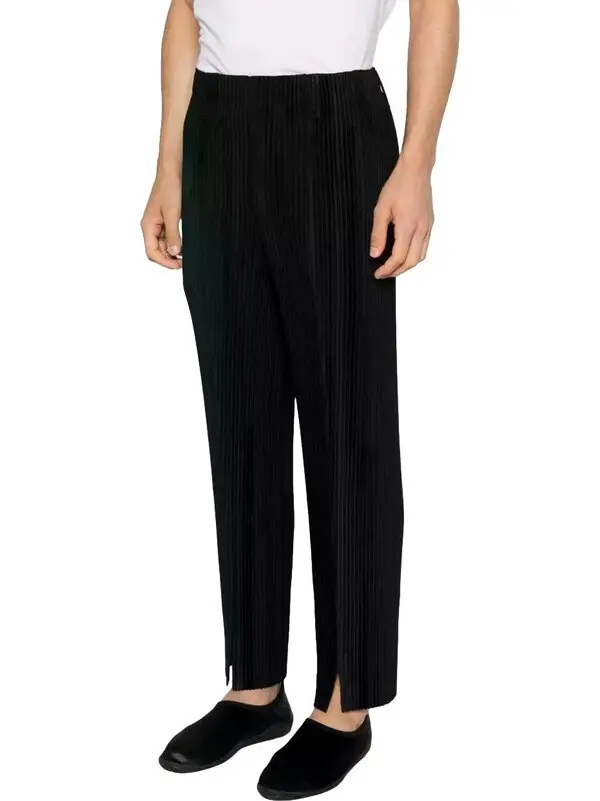 Issey Miyake Pleated Slit-hem Trousers - Black