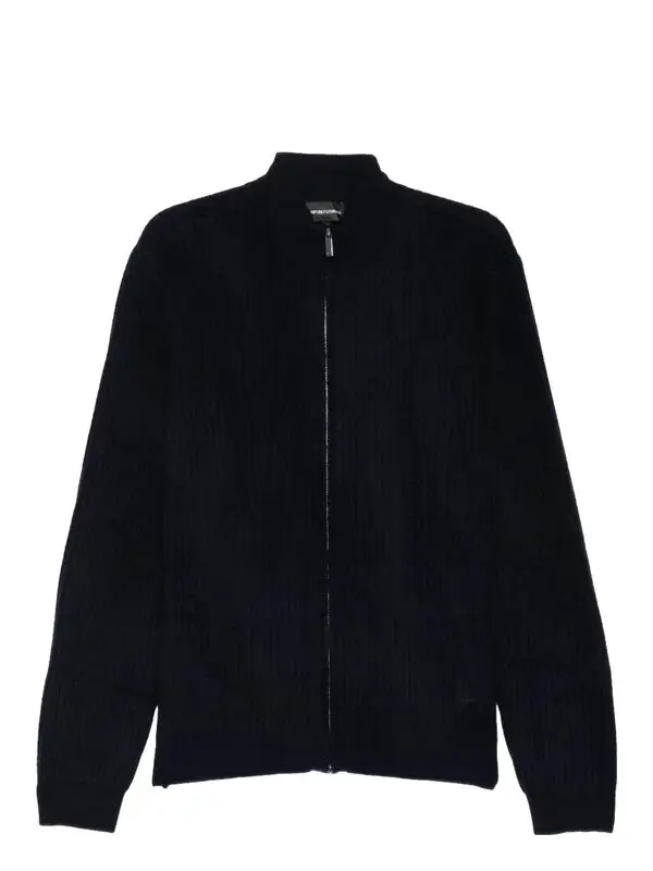 Emporio Armani Ribbed Zip-up Cardigan - Blue