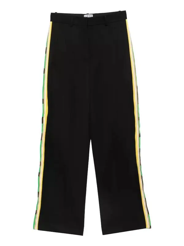 Loewe Belt-loop Contrast Stripe Wide-leg Trousers - Black