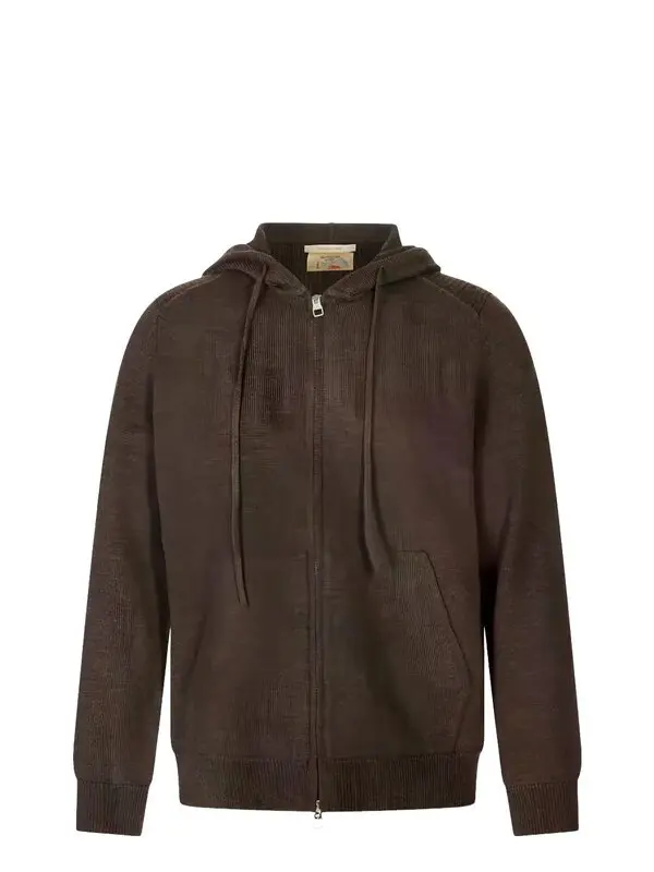 MONTECORE Zip-up Hoodie With Drawstring Hood - Brown