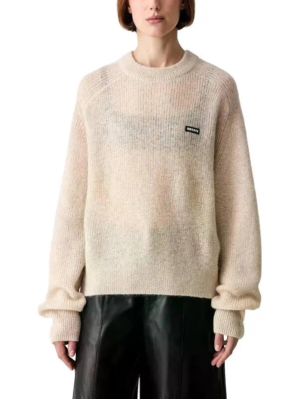 ROTATE BY BIRGER CHRISTENSEN Logo Patch Raglan Sleeve Sweater - Neutrals