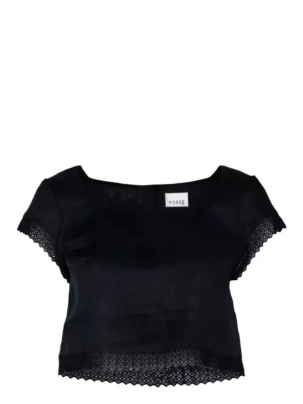 Posse Lace-trim Cropped Top - Black