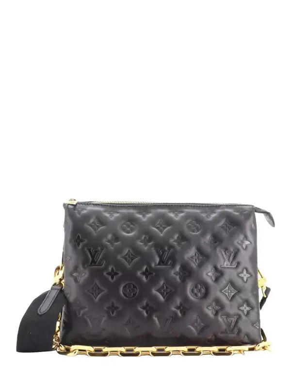 LOUIS VUITTON Coussin Pm Bag Monogram Embossed Lambskin Crossbody - Black