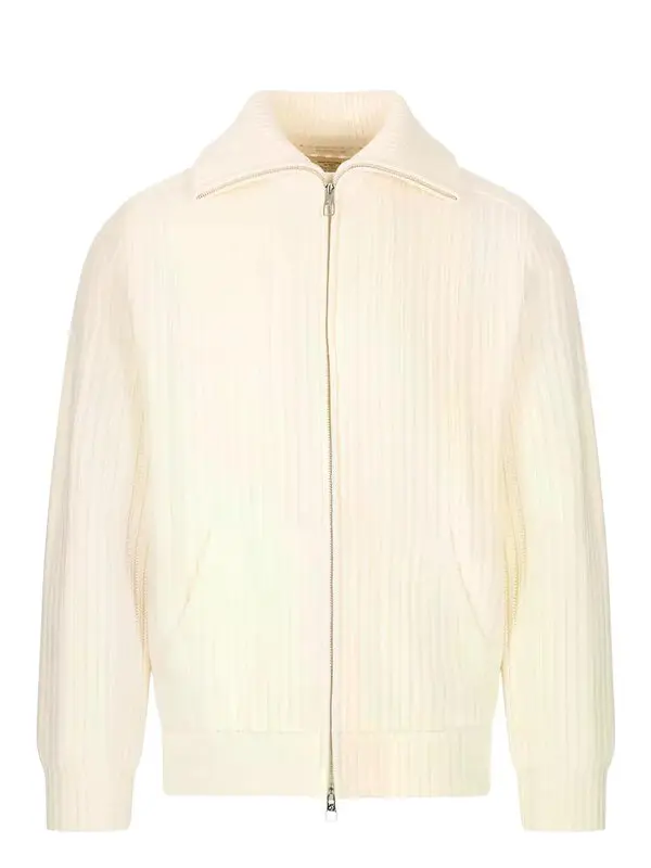 MONTECORE Ribbed-knit Zip-up Cardigan - Neutrals