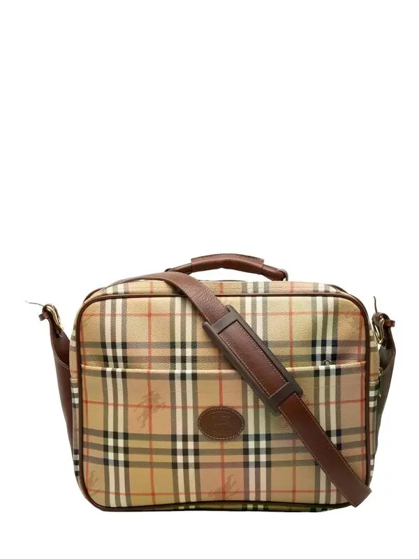 Burberry Haymarket Check Coated Canvas Satchel - Neutrals