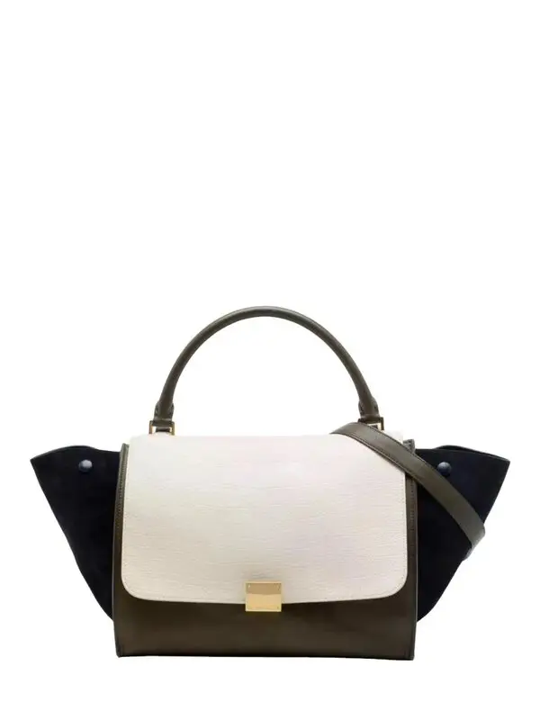 Celine Medium Tricolor Leather Trapeze Satchel - Brown