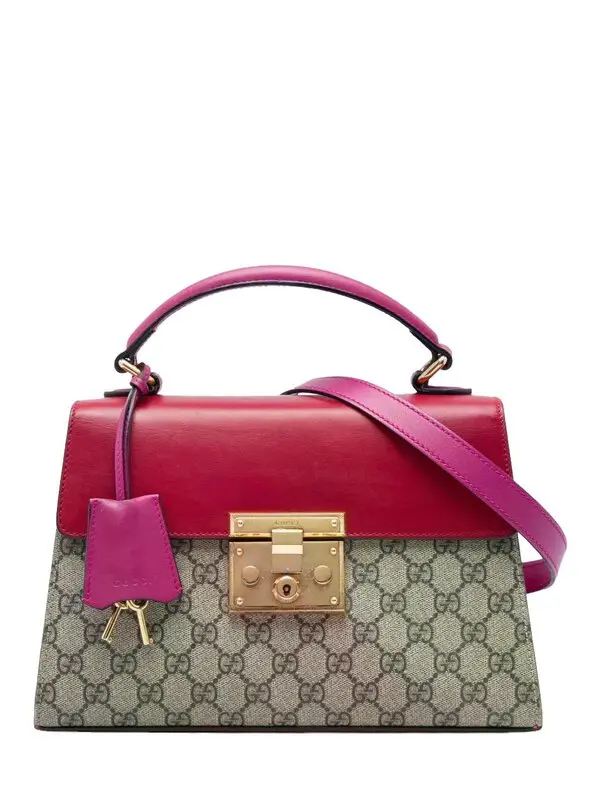 Gucci Gg Supreme Padlock Satchel - Neutrals