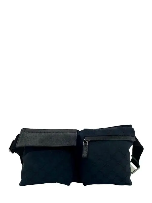 Gucci Gg Canvas Double Pocket Belt Bag - Blue