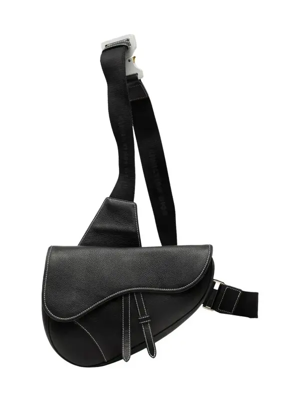 Dior 2022 Grained Calfskin Saddle Crossbody Bag - Black