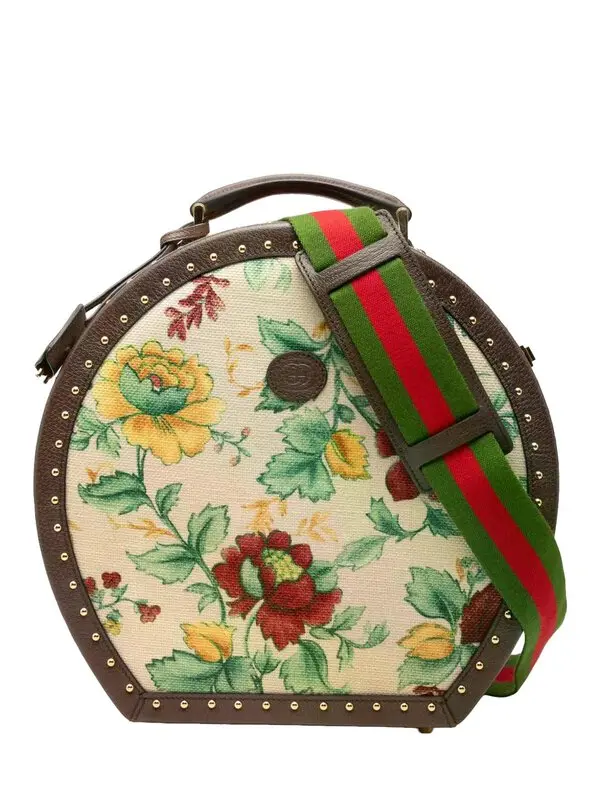 Gucci Gg Canvas Web Flora Round Satchel - Neutrals