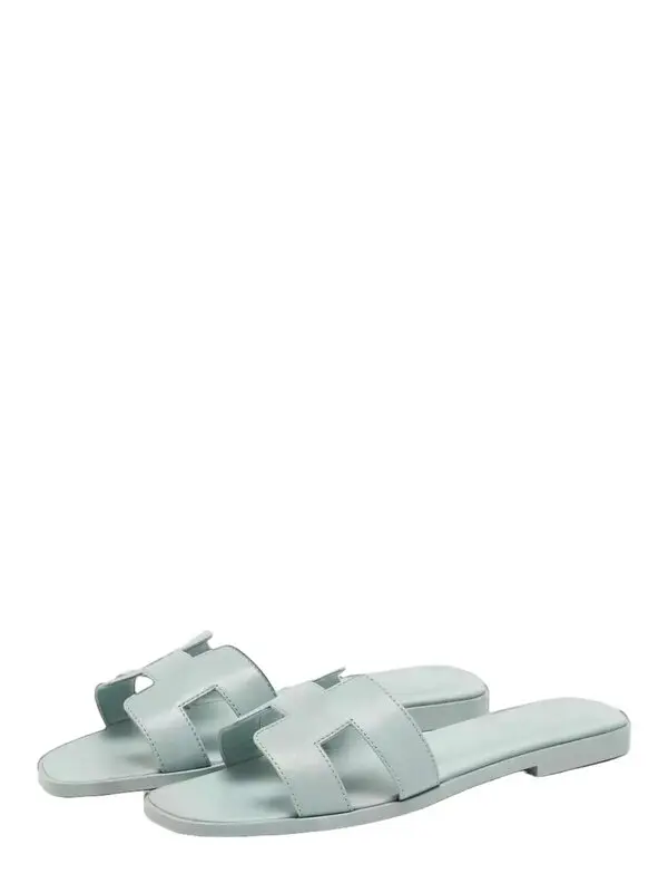 Hermès H Cut-out Leather Sandals - Blue