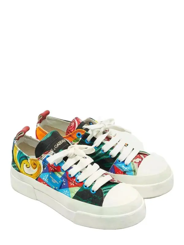 Dolce & Gabbana Low Top Sneakers With Floral Print - Black