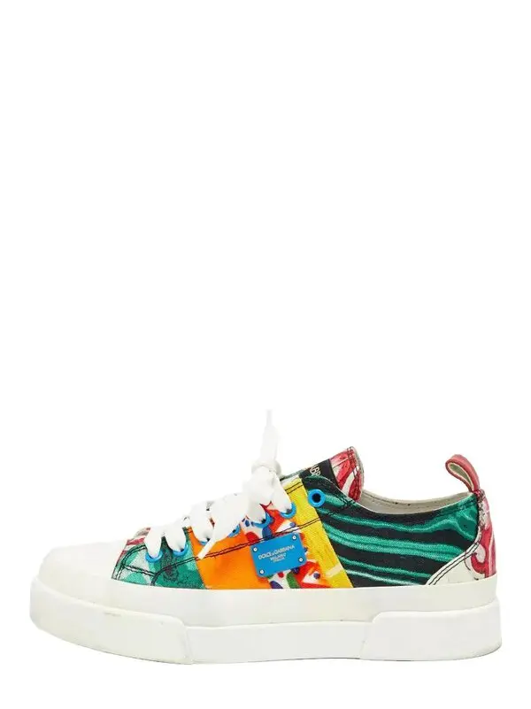 Dolce & Gabbana Low Top Sneakers With Floral Print - Black