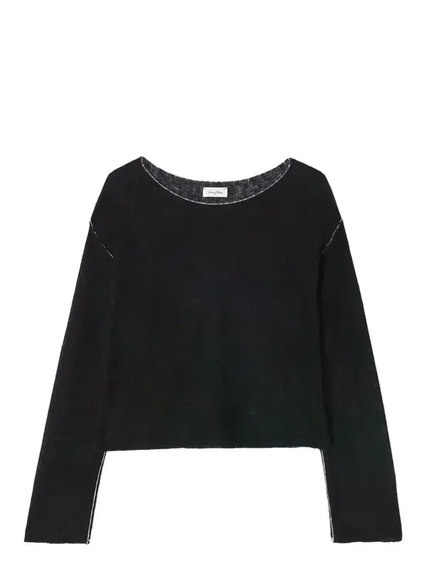 American Vintage Boat Neck Fine Knit Sweater - Black