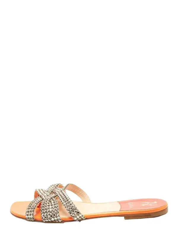 GINA Crystal Embellished Cross-strap Sandals - Orange