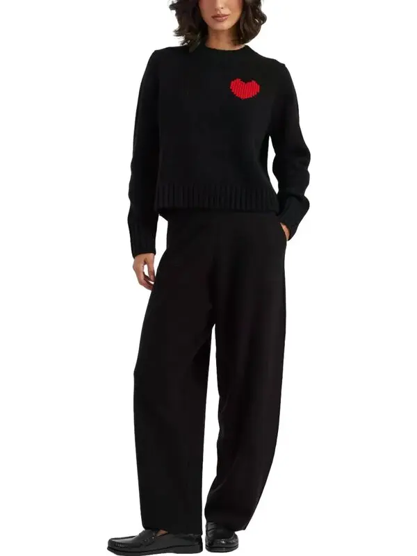 Chinti & Parker Heart Intarsia Merino Wool Sweater - Black