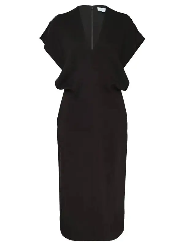 Stella McCartney V-neck Batwing Midi Dress - Black