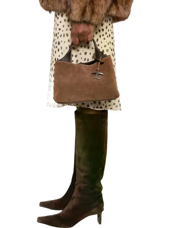 TOD'S T Timeless Suede Tote Bag - Brown
